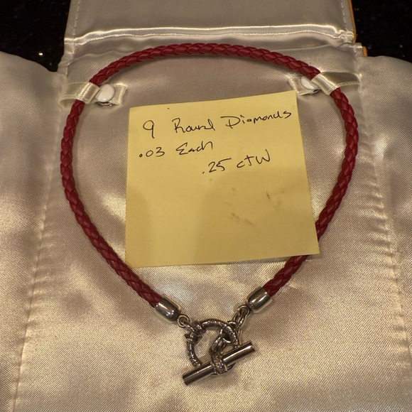 SLANE | Jewelry | Slane Slane Vintage Red Leather Diamond 925 Sterling ...